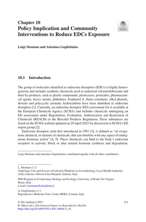 Pdf Policy Implication And Community Interventions To Reduce Edcs