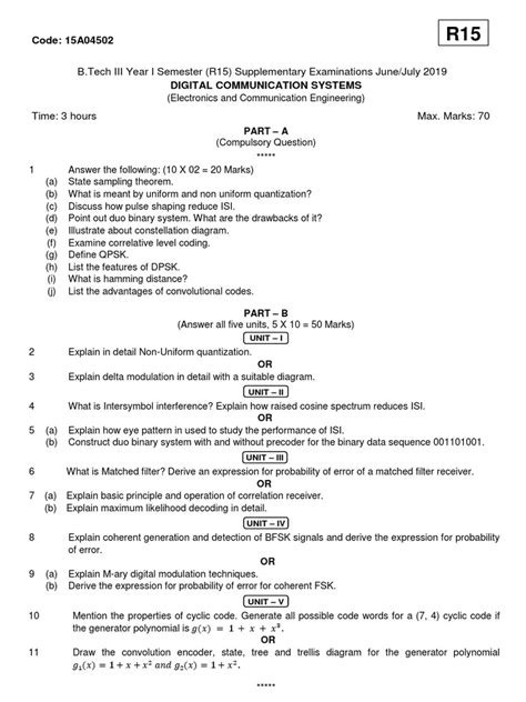 15a04502 Digital Communication Systems 3 1 Pdf Computer Data