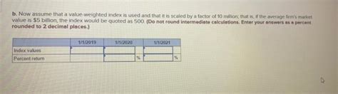 Solved B Now Assume That A Value Weighted Index Is Used And Chegg