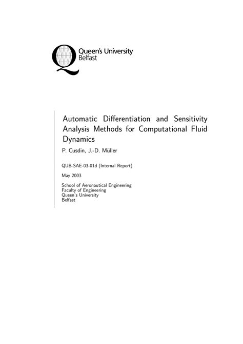 Pdf Automatic Differentiation And Sensitivity Analysis Methods For