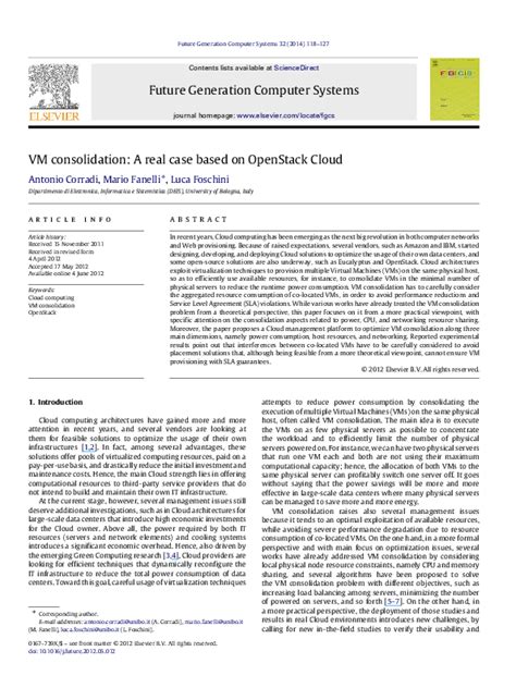 Pdf Vm Consolidation A Real Case Based On Openstack Cloud