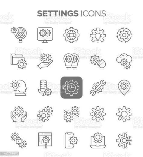 Settings Icons Configuration Preferences Options And More Symbols Stock Illustration Download