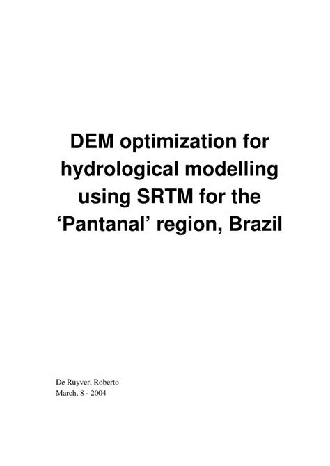 Pdf Dem Optimization For Hydrological Modelling Using Srtm For · Dem Optimization For