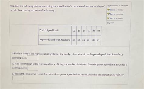 solved consider the following table summarizing the speed