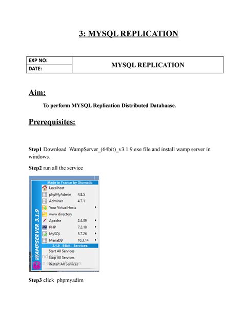 Mysql Replicaton Program 3 New 3 Mysql Replication Exp No Date Mysql Replication Aim To