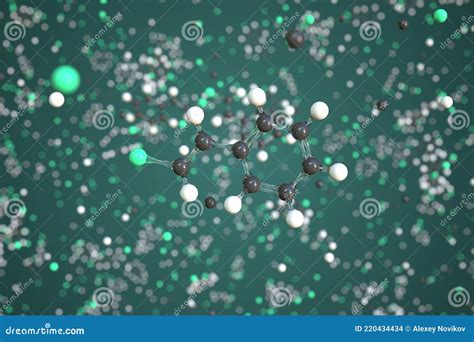 Chlorostyrene Molecule Made With Balls Conceptual Molecular Model