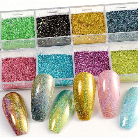 12 색 홀로그램 네일 반짝이 파우더 네일 아트 장식 크롬 파우더 가짜 손톱 액세서리 도구 아크릴 공급 키트네일 글리터 Aliexpress