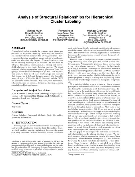 pdf analysis of structural relationships for hierarchical cluster