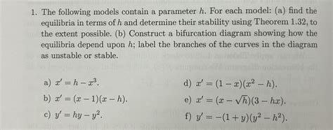 Solved The Following Models Contain A Parameter H For Chegg