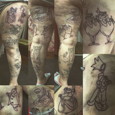 Alice In Wonderland Leg Sleeve Tattoo