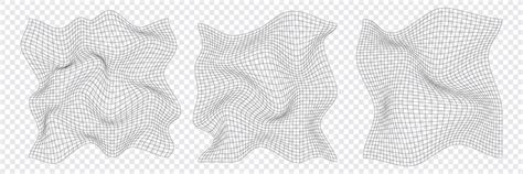 Premium Vector Distorted Square Grid Warped Mesh Texture Retro Punk Design Elements Wireframe