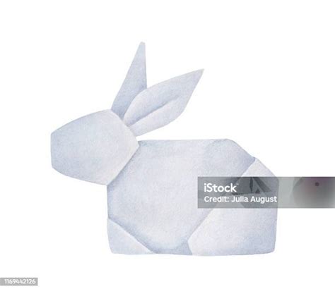 접힌 종이 접기 토끼의 수채화 순도 자연 속도 행운 직관 부드러움의 상징 흰색 배경에 손으로 그린 물 색깔 예술 그림 디자인컷 아웃 클립 아트 요소 토끼에 대한 스톡 벡터