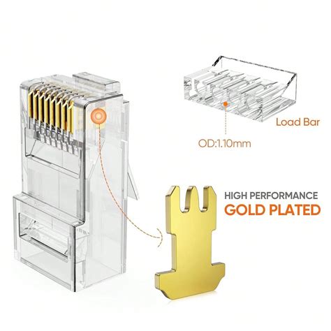 Cat Pass Through Connectors Pack Of UTP Network Connector For Solid Wire And Standard