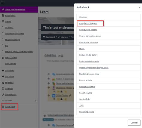 Progress Monitoring In Moodle Completion Progress Block