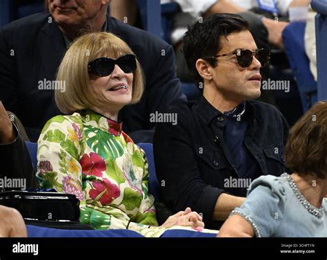 Flushing Ny September 01 Anna Wintour And Rami Malek Are Seen Watching Alexander Bublik Vs
