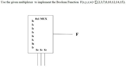 Solved Use The Given Multiplexer To Implement The Boolean Chegg