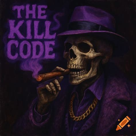 Illustration Of A Skeleton In A Purple Suit And Fedora Smoking A Cigar