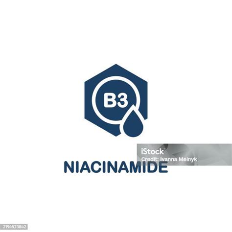 나이아신아마이드 아이콘 나이아신아마이드 성분 유기농 스킨 케어 및 화장품 건강하고 촉촉한 피부를 위한 유기농 화장품 성분 0명에 대한 스톡 벡터 아트 및 기타 이미지