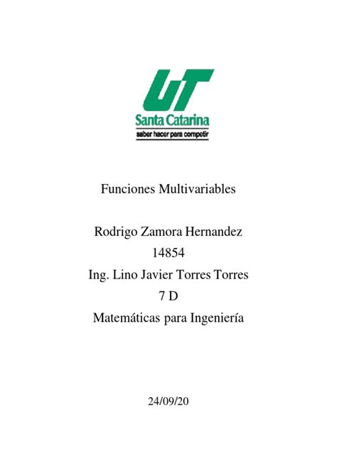 Funciones Multivariables Pdf Cálculo Multivariable Función Matemáticas