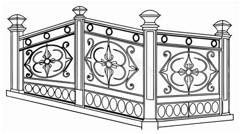 Ornate Fence With Scrolls Decorative Architectural Element Vector Design Generative Ai Stock