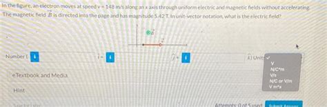 Solved In The Figure An Electron Moves At Speed V 148 M S