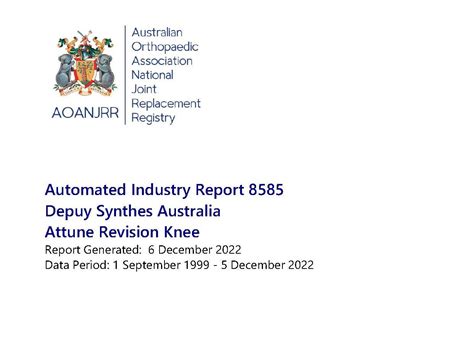 Attune Knee System Summary Of Clinical Evidence