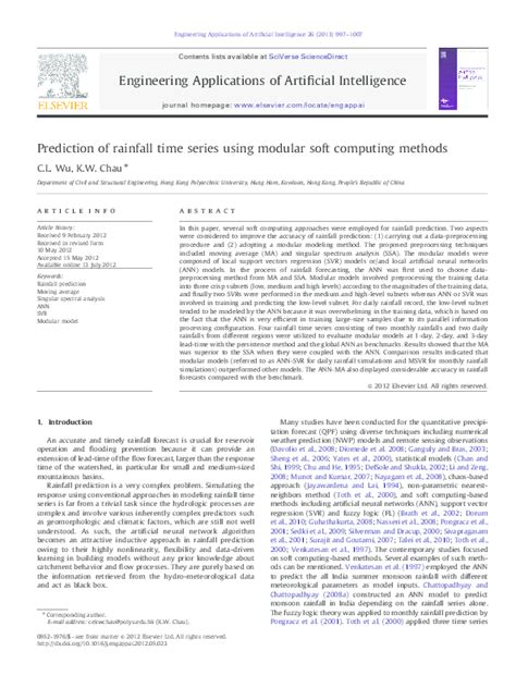 Pdf Prediction Of Rainfall Time Series Using Modular Soft Computing Methods