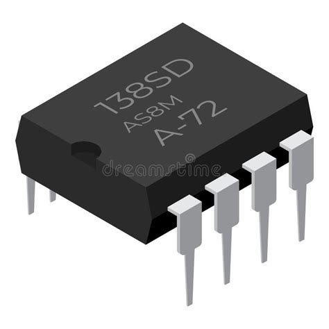 Microchip Computer Electronic Component Microchip Icon Isometric