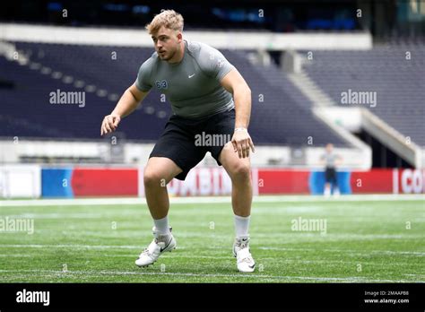 Offensive Lineman Leander Wiegand Of Germany Participates In A Drill