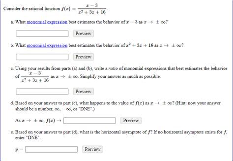 Solved Onsider The Rational Function F X X2 3x 16x−3 A