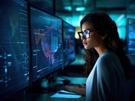 Premium Photo Programmer Intently Working On Code In A Busy Office Environment