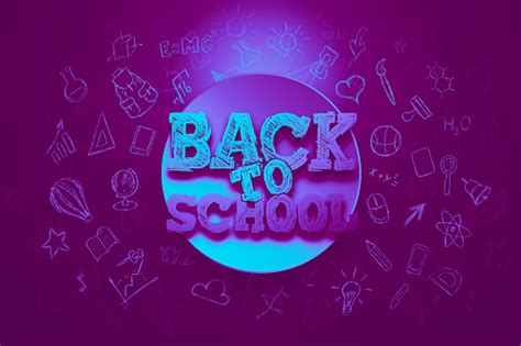 창조적 인 배경 비문 학교로 돌아가기 교육 요소 및 배경에 있는 텍스트 공간 3d 일러스트레이션 3d 렌더링 교육에 대한 스톡