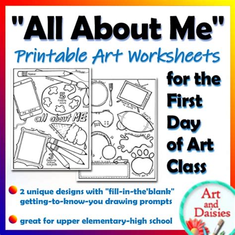 All About Me Art Worksheet For The First Day Of Art Class By Art And