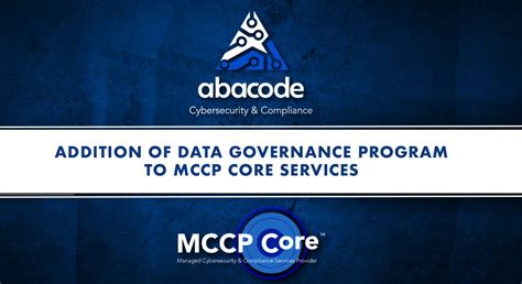 Addition Of Data Governance Program To Mccp Core Service
