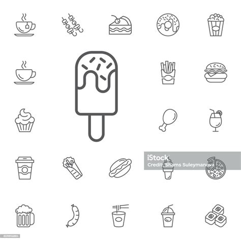 아이스크림 벡터 아이콘입니다 패스트 푸드 벡터 라인 아이콘의 간단한 세트입니다 건강한 식생활에 대한 스톡 벡터 아트 및 기타 이미지 건강한 식생활 그릇 델리카트슨