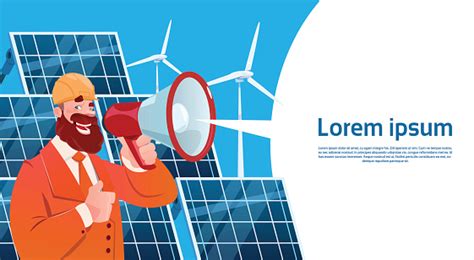 남자 풍력 터빈 태양 에너지 패널 재생 스테이션 프리젠 테이션 기업 재무와 산업에 대한 스톡 벡터 아트 및 기타 이미지 기업 재무와 산업 남자 남자 사업가 Istock
