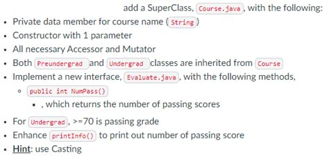 Solved Add A Superclass With The Following Private