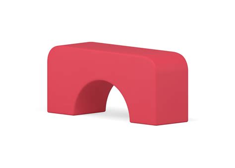 Red Smooth Rectangular Column 3d Arch Curved Geometric Shape Decorative Design Realistic
