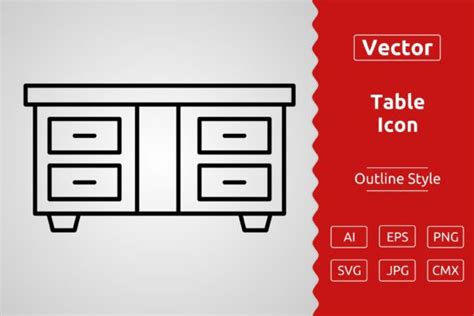 Vector Table Outline Icon Design Graphic By Muhammad Atiq · Creative Fabrica