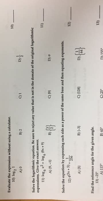 Solved Evaluate The Expression Without Using A Calculator