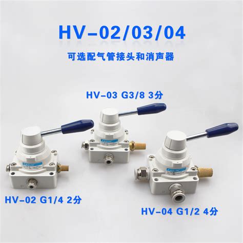 精品气动三位四通手转阀手板阀手动开关换向阀控气阀hv02 03 04虎窝淘