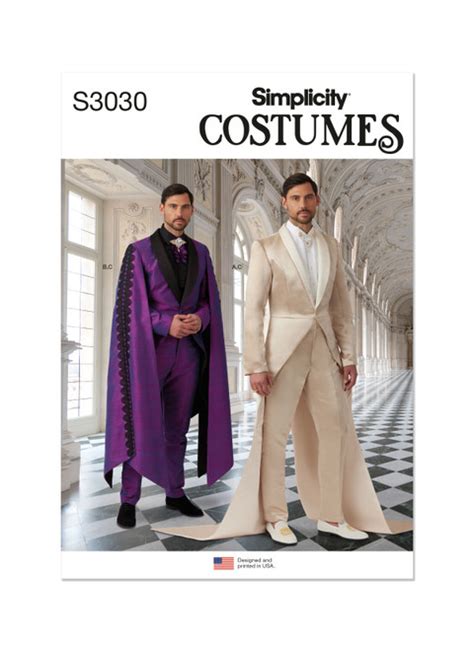 S3030 Pdf Simplicity Sewing Pattern Mens Costume Suits Simplicity