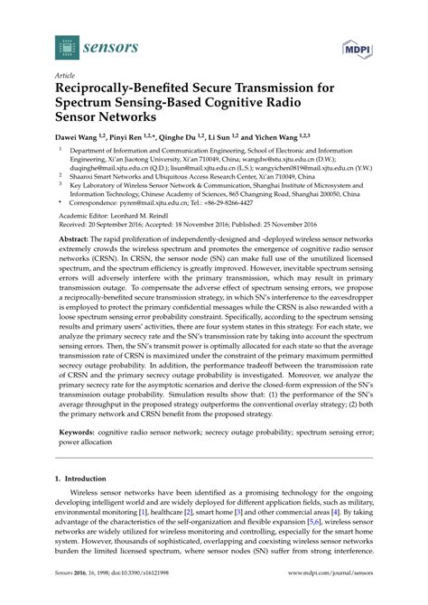 Pdf Reciprocally Benefited Secure Transmission For Spectrum Sensing Based Cognitive Radio