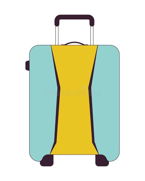 Suitcase On Wheels Semi Flat Colour Vector Object Stock Illustration Illustration Of Luggage