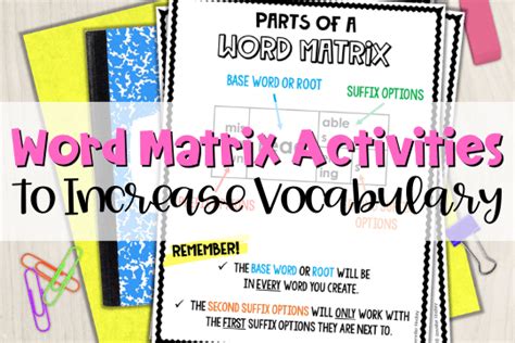 Using Word Matrix Activities To Increase Vocabulary Free Posters