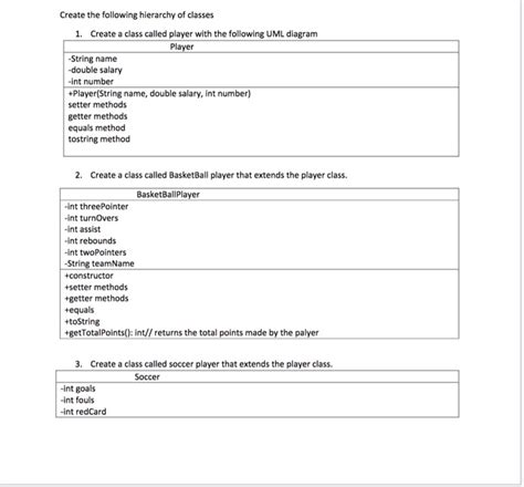 solved create the following hierarchy of classes 1 create a