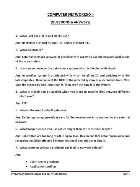 Computer Networks Xii Questions And Answers Pdf Computer Network Port Computer Networking