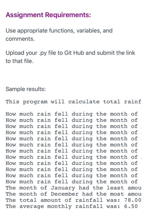Solved Programming Practice 71 Rainfall Statistics 15 Pts