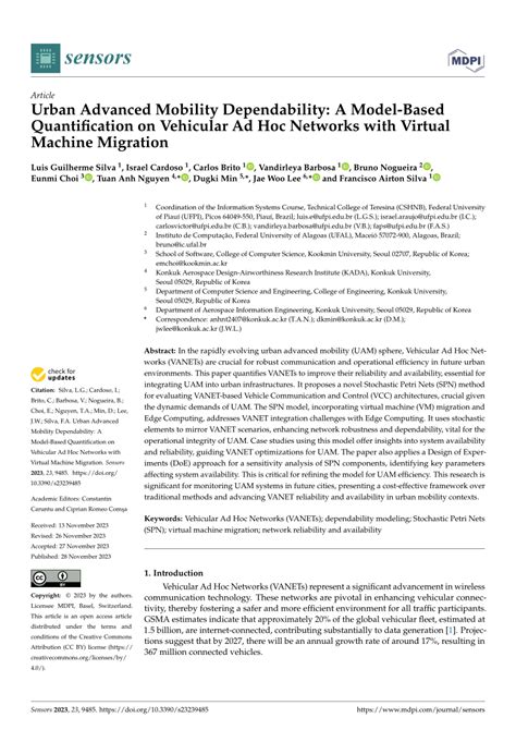 Pdf Urban Advanced Mobility Dependability A Model Based Quantification On Vehicular Ad Hoc
