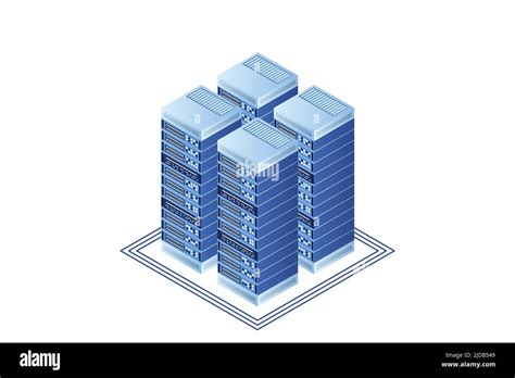 Server Room Isometric Vector Futuristic Technology Of Data Protection